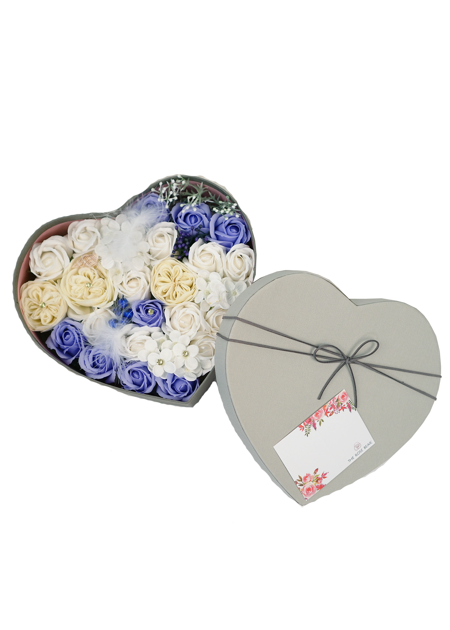 Lavender Sea Soap Roses in a Heart Box – The Rose Bear